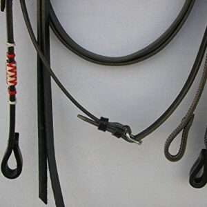 GSk Reitsports New Western Primium Genuin Leather Headstall Red/White Raw Hide Knotted Brow Band Headstall Black