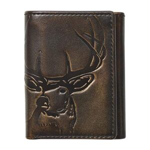 house of jack co. deer trifold wallet for men | hand burnished full grain leather | mens trifold wallet | deer wallet | outdoorsman gift