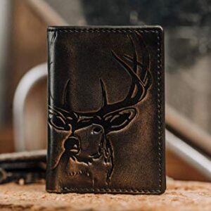 House of Jack Co. DEER Trifold Wallet For Men | Hand Burnished Full Grain Leather | Mens Trifold Wallet | Deer Wallet | Outdoorsman Gift