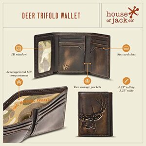 House of Jack Co. DEER Trifold Wallet For Men | Hand Burnished Full Grain Leather | Mens Trifold Wallet | Deer Wallet | Outdoorsman Gift