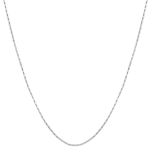 Kooljewelry 14k White Gold 0.7 mm Long Box Chain Necklace (20 inch)