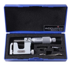 accusize industrial tools 0-1'' x 0.0001'' multi anvil micrometer in fitted box, p101-s100