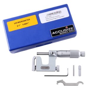 Accusize Industrial Tools 0-1'' x 0.0001'' Multi Anvil Micrometer in Fitted Box, P101-S100