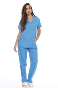 just love 22254v-l malibu blue women's scrub sets/medical scrubs/nursing scrubs