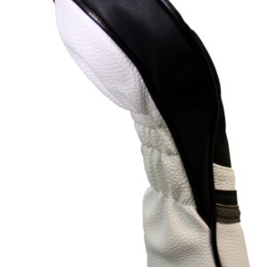 Golf Headcover Black and White Leather Style #X Fairway Head Cover Fits Fairway Wood Clubs