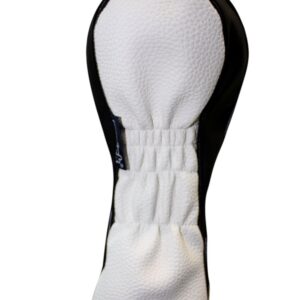 Golf Headcover Black and White Leather Style #X Fairway Head Cover Fits Fairway Wood Clubs