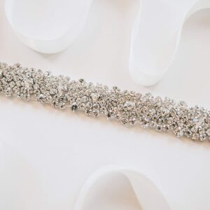 Remedios Rhinestone Bridal Belt Bridesmaid Sash Crystal Wedding Belt Women Dress Accessories,White