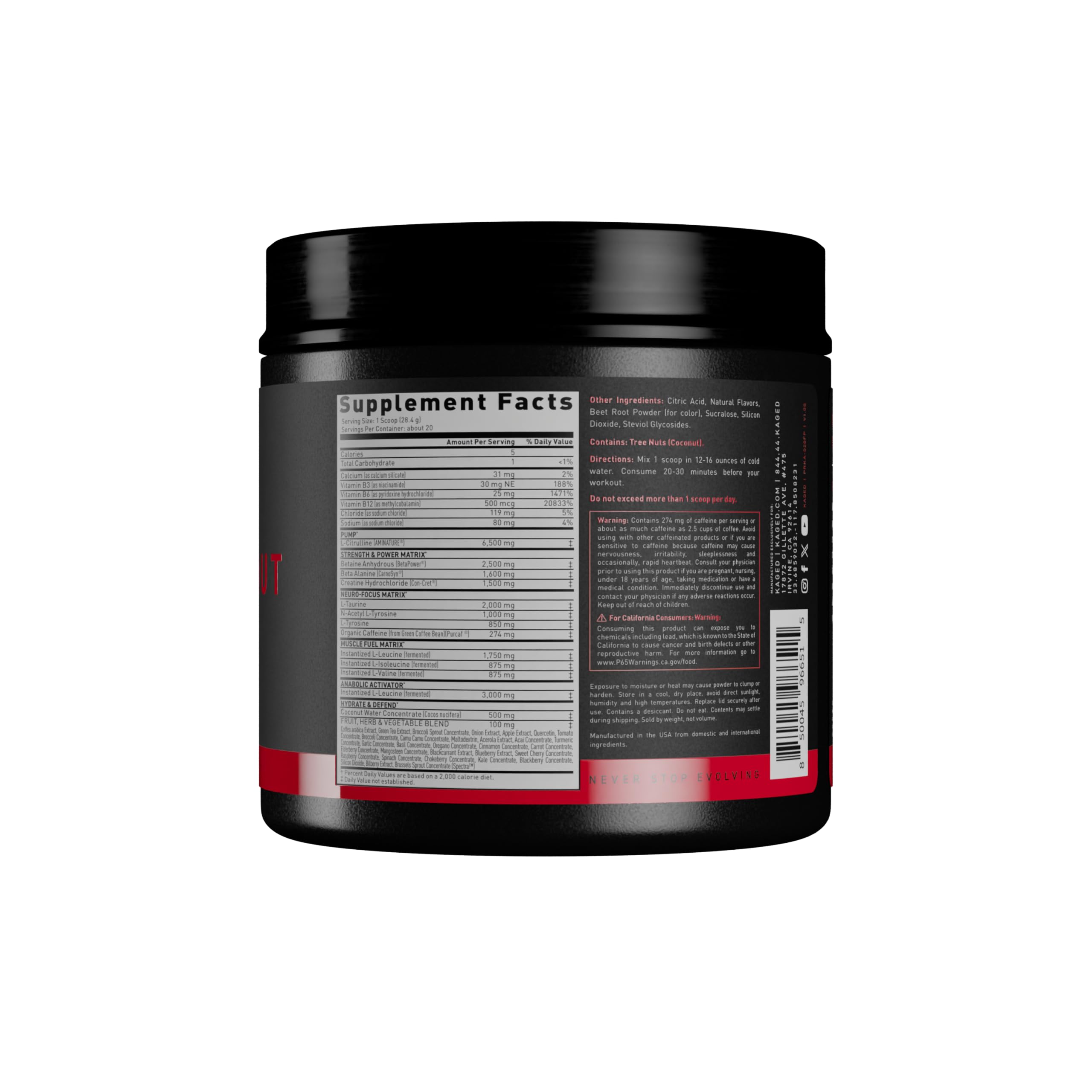 Kaged Original Pre Workout Powder | Fruit Punch | Pre-Kaged | Formulated with Creatine, Beta Alanine, Pure Caffeine | 20 Servings