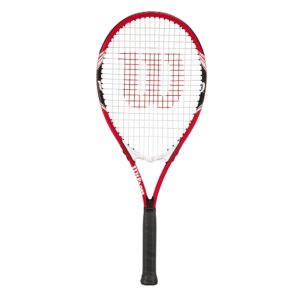 wilson federer adult recreational tennis racket - grip size 3 - 4 3/8", red/white/black