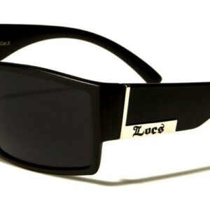 Locs Mens Flat Top Gangster Sunglasses Black Silver Frame 91026 (Black), 5.5w x 1.75h