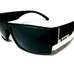 Locs Mens Flat Top Gangster Sunglasses Black Silver Frame 91026 (Black), 5.5w x 1.75h