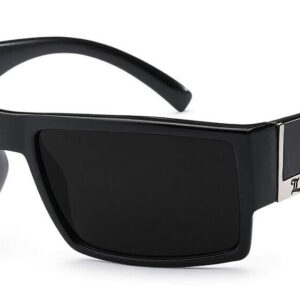 Locs Mens Flat Top Gangster Sunglasses Black Silver Frame 91026 (Black), 5.5w x 1.75h