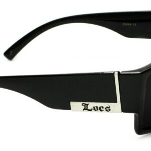 Locs Mens Flat Top Gangster Sunglasses Black Silver Frame 91026 (Black), 5.5w x 1.75h