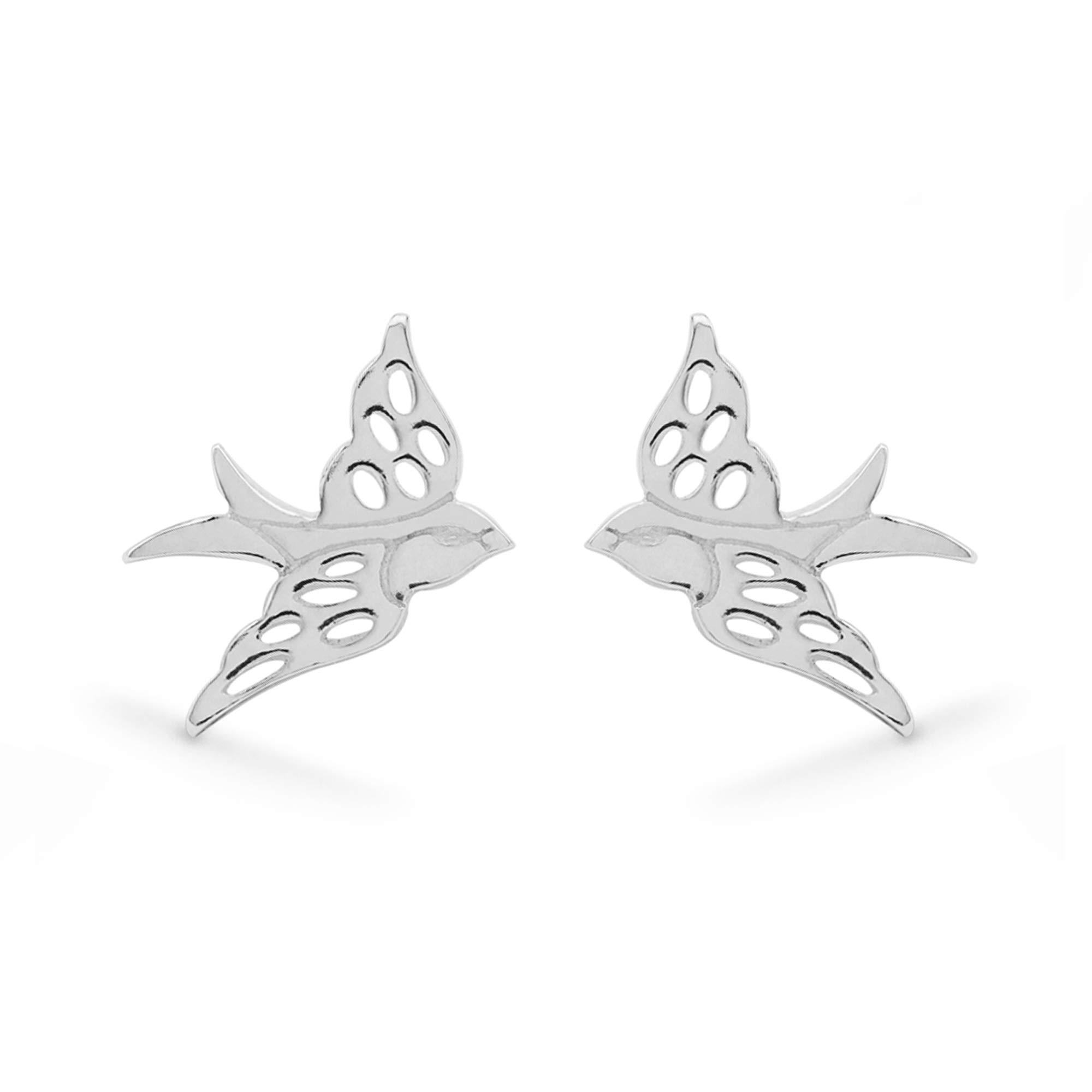 Boma Jewelry Sterling Silver Flying Bird Stud Earrings