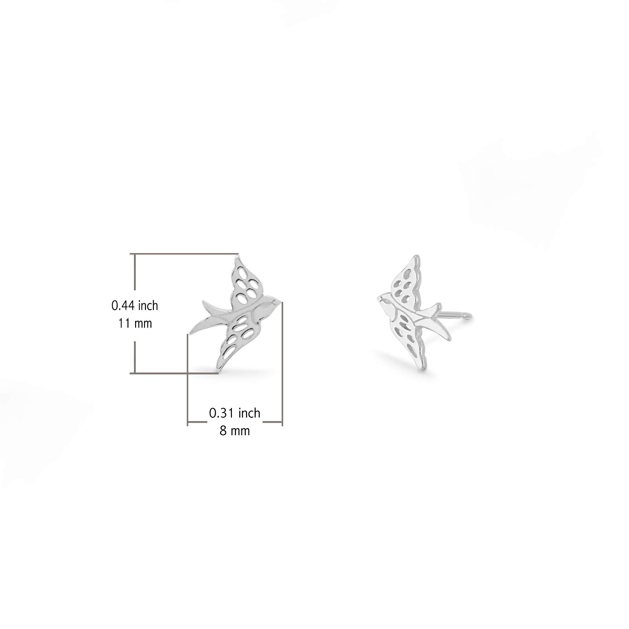 Boma Jewelry Sterling Silver Flying Bird Stud Earrings