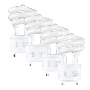 sleeklighting 13watt t2 spiral cfl gu24 2 prong light bulb base 2700k 900lm -ul approved 120v 60hz light bulb- mini twist lock spiral -self ballasted compact fluorescent -warm white light 4pack