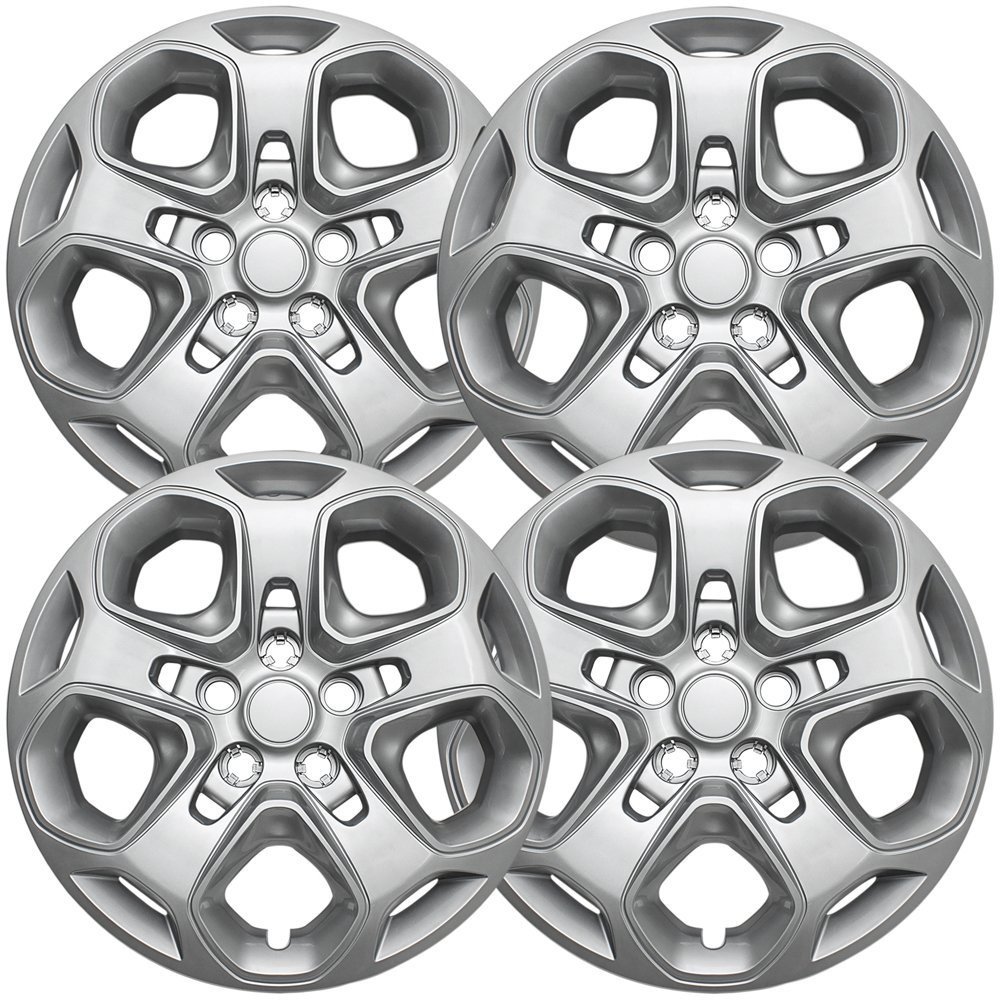 Hubcaps for Ford Fusion 2010-2012 Set of 4 Pack 17" Inch Silver Auto Wheel Covers, OEM Genuine Factory Aftermarket Replacement, ABS - Easy Snap On