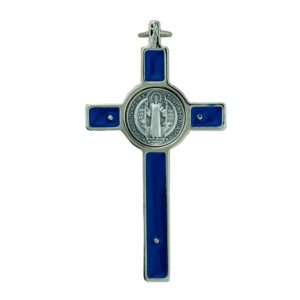 SUAVEC SELPONT rts St. Benedict Crucifix with Round St. Benedict Medal Inlay | Garden Sculpture Outdoor Decoration