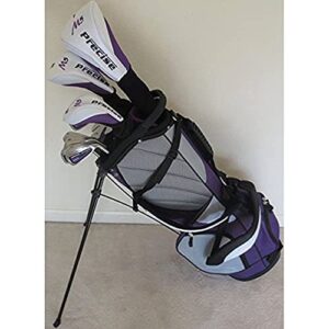 ladies golf set complete womens driver, fairway wood, hybrid, irons putter & bag purple color right handed