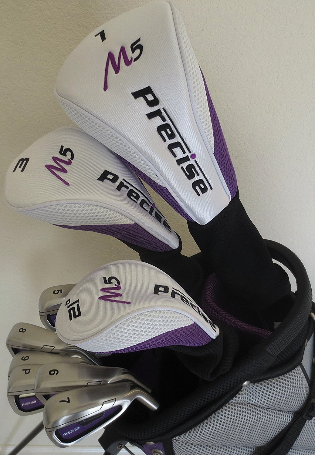 Ladies Golf Set Complete Womens Driver, Fairway Wood, Hybrid, Irons Putter & Bag Purple Color Right Handed