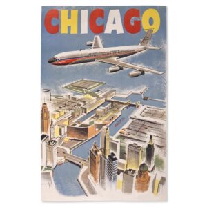 chicago, illinois poster, chicago by air (16x24 giclee gallery art print, vivid textured wall decor)