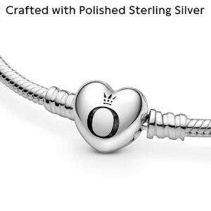 Pandora Moments Heart Clasp Snake Chain Bracelet - Compatible Moments Charms - Sterling Silver Charm Bracelet for Women - Gift for Her - 9.0"