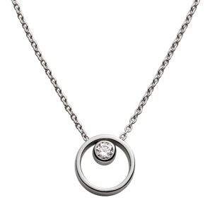 skagen women's kariana silver tone stainless steel circle pendant necklace (model: skj0833040)