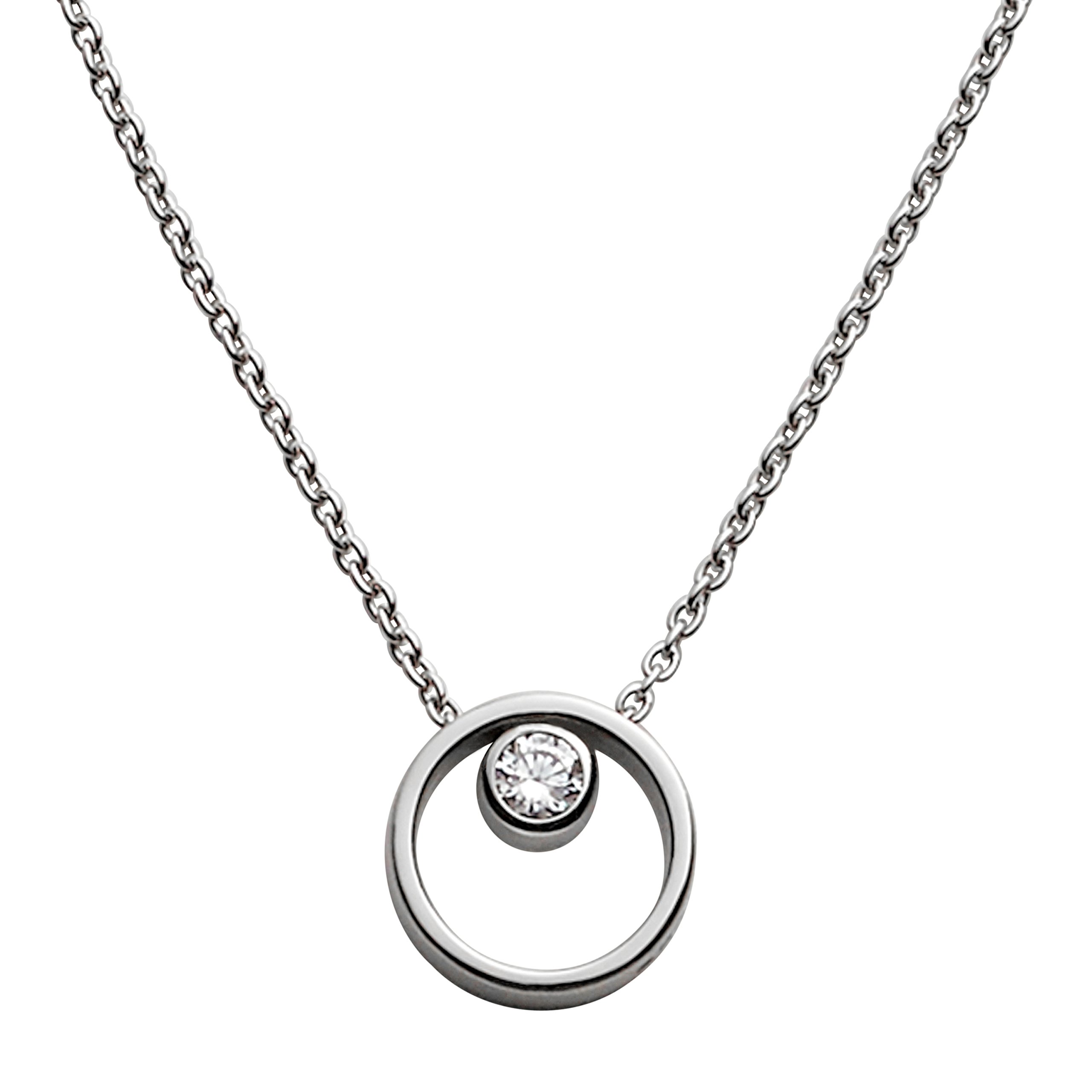 Skagen Women's Kariana Silver Tone Stainless Steel Circle Pendant Necklace (Model: SKJ0833040)