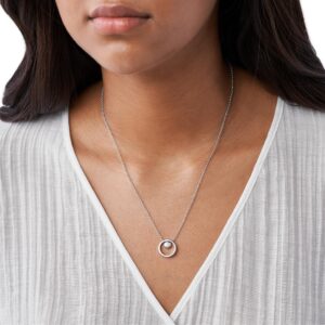 Skagen Women's Kariana Silver Tone Stainless Steel Circle Pendant Necklace (Model: SKJ0833040)