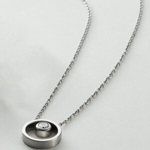 Skagen Women's Kariana Silver Tone Stainless Steel Circle Pendant Necklace (Model: SKJ0833040)