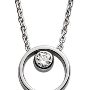 Skagen Women's Kariana Silver Tone Stainless Steel Circle Pendant Necklace (Model: SKJ0833040)