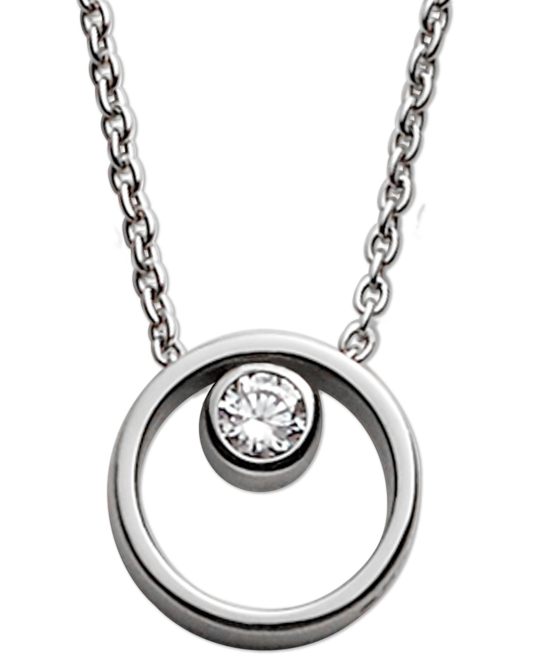 Skagen Women's Kariana Silver Tone Stainless Steel Circle Pendant Necklace (Model: SKJ0833040)