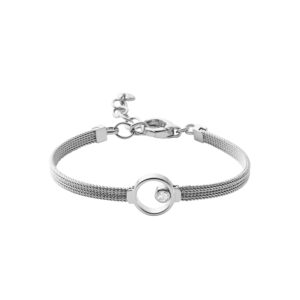 skagen "elin" silver-tone crystal bracelet, 6.5" + 1.5" extender