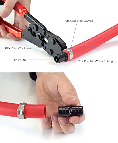 Starter Kit for 1/2-In Pex with Crimper & Cutter Tools - Set includes Brass Elbow & Coupling Fittings, Cinch Clamps, Half Clamps, and 2 Rolls of 1/2-In X 100ft PEX Tubing