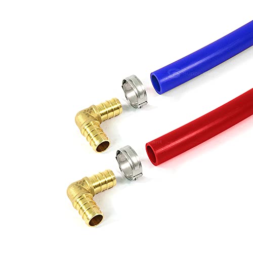 Starter Kit for 1/2-In Pex with Crimper & Cutter Tools - Set includes Brass Elbow & Coupling Fittings, Cinch Clamps, Half Clamps, and 2 Rolls of 1/2-In X 100ft PEX Tubing