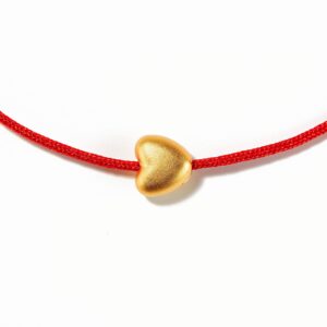 Naz Collection Gold Plated Shiny 6mm Heart Charm Red String Love Bracelet