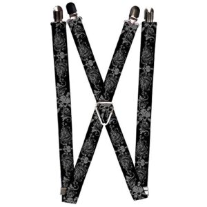 buckle-down unisex adults buckle-down - skulls suspenders, multicolor, one size us