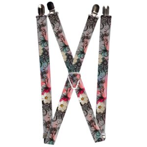 buckle-down unisex adults buckle-down - floral suspenders, multicolor, one size us