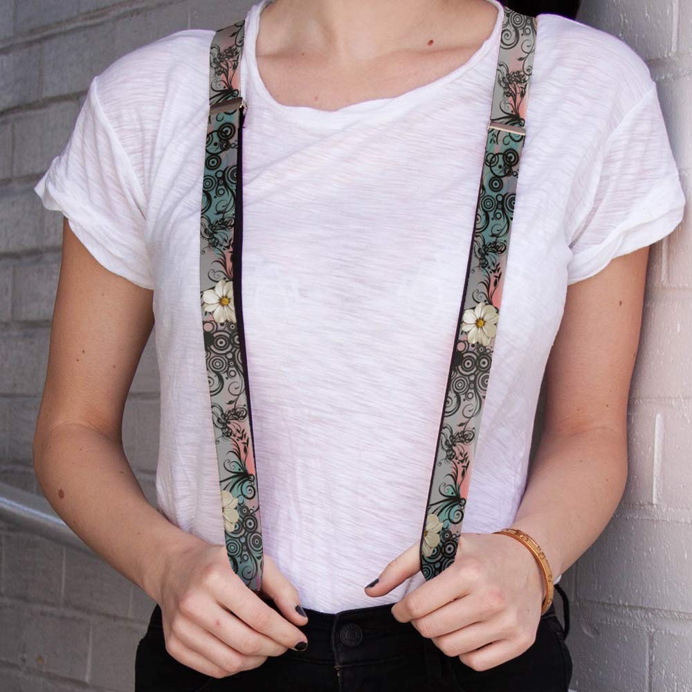 Buckle-Down unisex adults Buckle-down - Floral Suspenders, Multicolor, One Size US