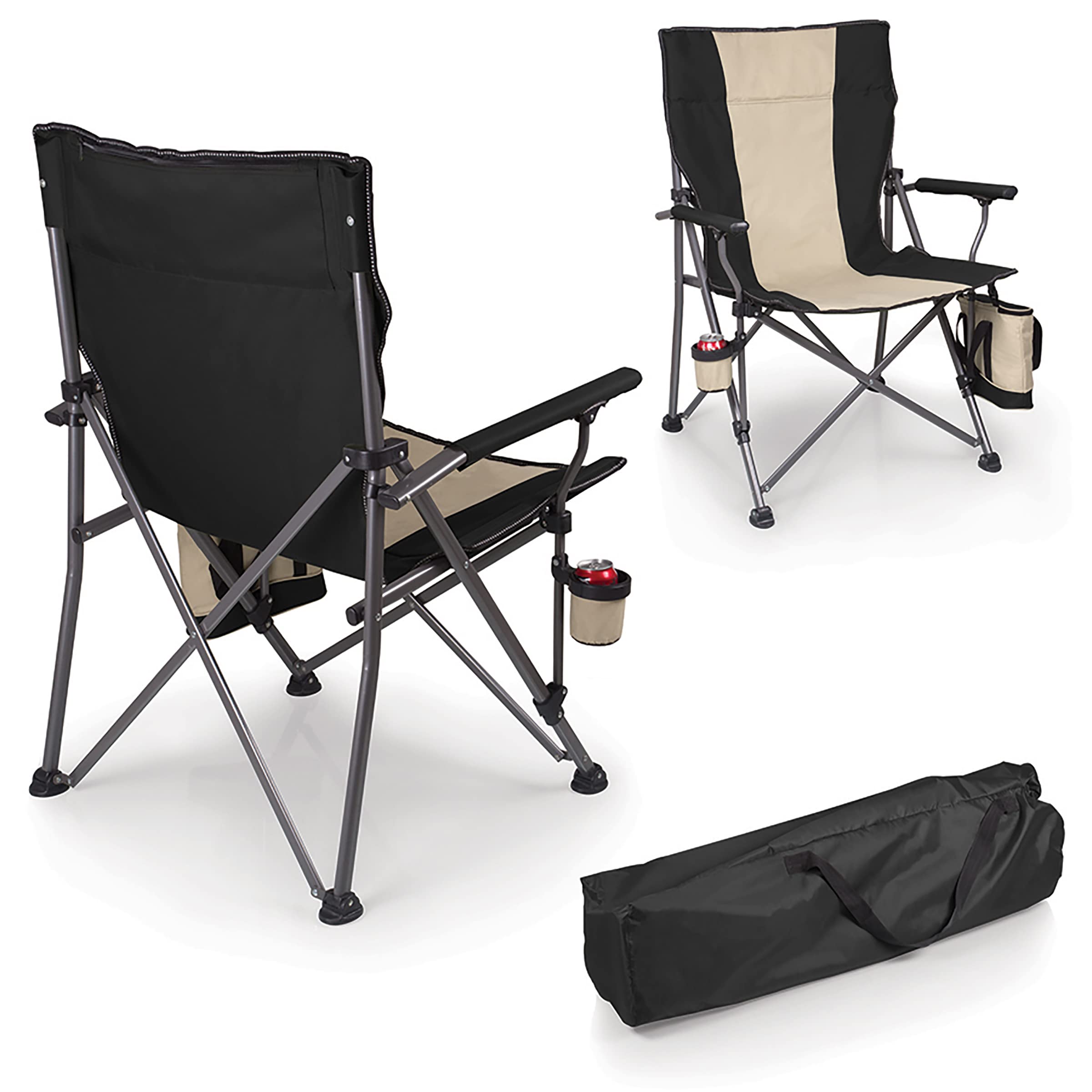 PICNIC TIME Camping Cooler, Heavy Duty Beach, Outdoor Folding Chair, One Size, Black, XX-Large-500 lb Weight Capacity