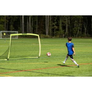 Franklin Sports Blackhawk Backyard Soccer Goal - Portable Kids Soccer Net - Pop Up Folding Indoor + Outdoor Goals - 9' x 5'6" - Optic Yellow