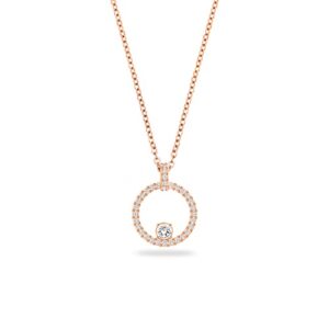 swarovski creativity collection women's necklace, intertwined circle pendant with white crystals and rose-gold tone plated chain