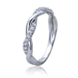 14k white gold wedding ring cz pave twisted wedding band (size 5 to 9) size 7