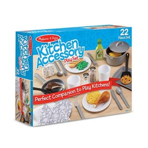 melissa & doug 22-piece play kitchen accessories set - utensils, pot, pans, and more , white