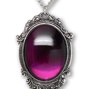 Real Metal Purple Cabochon in Antiqued Silver Finish Pewter Frame Pendant Necklace