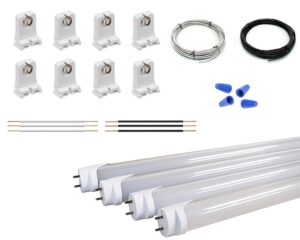 orilis 4 light fluorescent to led retrofit conversion kit - includes (8) lamp holders, (4) 4 ft. orilis 24w 6500k led t8 tubes, (4) wire nuts, copper wires