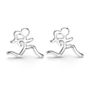 Mini Running Stick Runner Post Earrings | Running Jewelry by Gone For a RUN | Sterling Silver