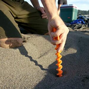 Orange Screw: The Ultimate Ground Anchor | LARGE 2 Pack Tent Stakes | Made in USA (Orange)