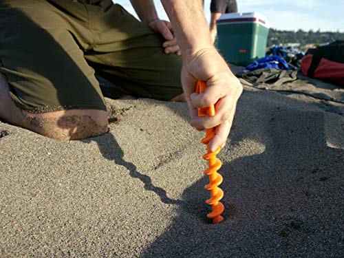 Orange Screw: The Ultimate Ground Anchor | LARGE 2 Pack Tent Stakes | Made in USA (Orange)