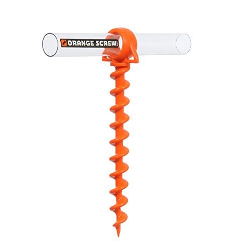 Orange Screw: The Ultimate Ground Anchor | LARGE 2 Pack Tent Stakes | Made in USA (Orange)